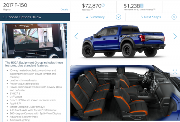 Configure Your 2017 Ford Raptor - Fully Loaded at $72,870 - The Fast ...