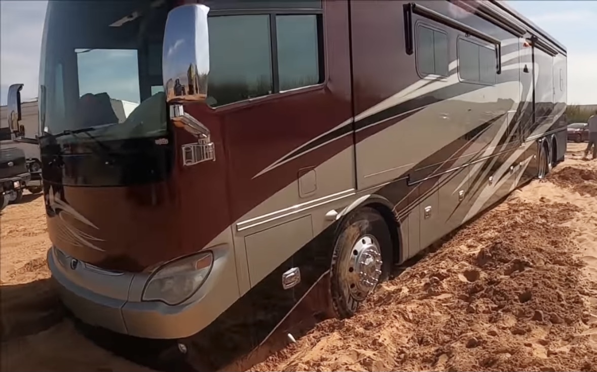 RV stuck in sand - The Fast Lane Truck