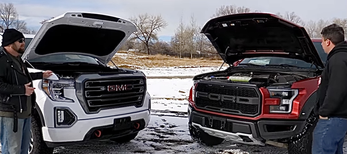 Video: Ford F-150 Raptor vs. GMC Sierra AT4 - We Compare GMC And Ford's ...