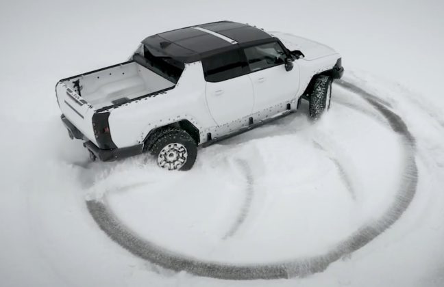 Video: Watch the GMC Hummer EV Do Donuts in the Snow - The Fast Lane Truck