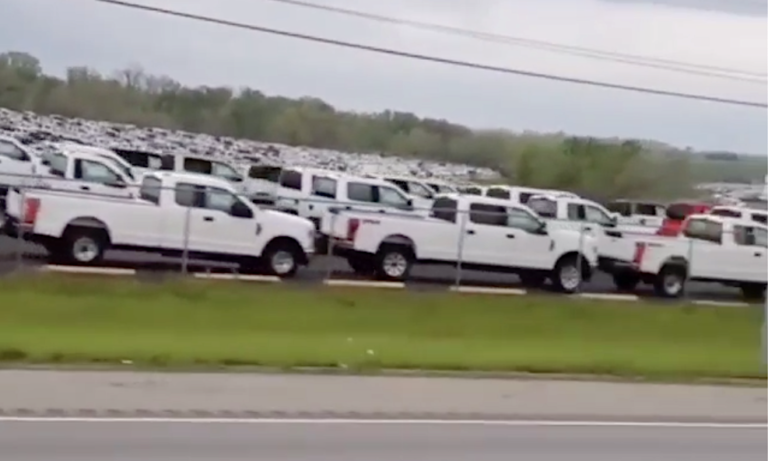Thousands of New Ford Super Duty Trucks are Parked Near the Kentucky ...